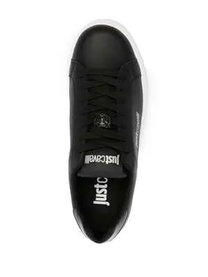 Just Cavalli Tiger Head-logo Leather Sneakers - Black