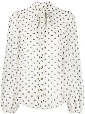 Zimmermann Polka-dot Print Tie-neck Blouse