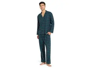 Eberjey Flannel Long Pj Set Men's Pajama Sets Heritage Check Navy/navy Blue