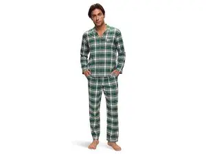 Eberjey Flannel Long Pj Set Men's Pajama Sets Heritage Check Navy/navy Multi