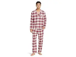Eberjey Flannel Long Pj Set Men's Pajama Sets Heritage Check Navy/navy Red