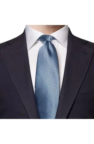 Eton Geometric Silk Neck Tie - Dark Blue