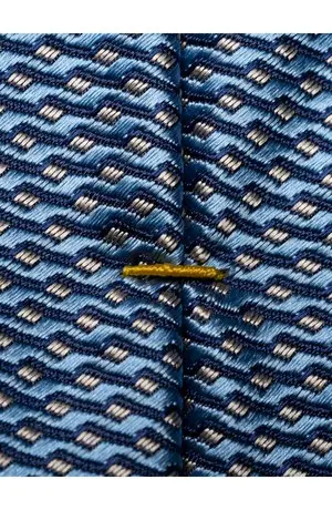 Eton Geometric Silk Neck Tie - Dark Blue