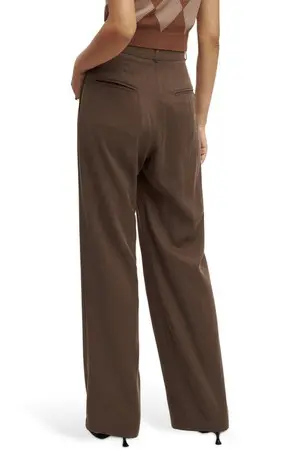 REFORMATION Mason High Waist Wide Leg Pants - Cafe