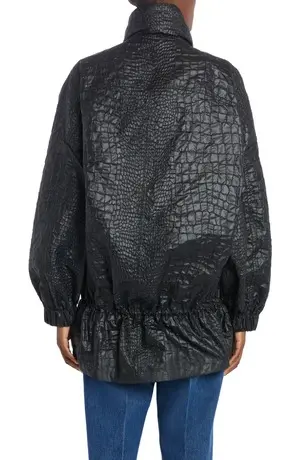 Versace Croc Texture Faux Leather Cargo Jacket