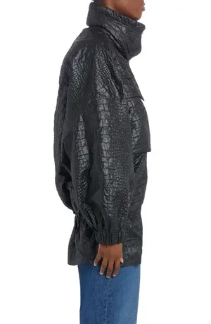 Versace Croc Texture Faux Leather Cargo Jacket