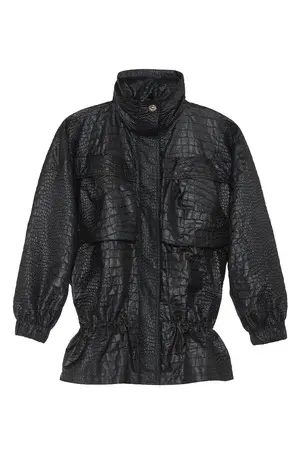 Versace Croc Texture Faux Leather Cargo Jacket