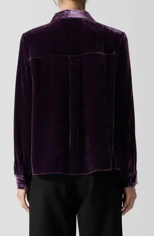 Eileen Fisher Classic Collar Velvet Button-up Shirt