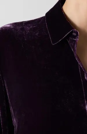 Eileen Fisher Classic Collar Velvet Button-up Shirt
