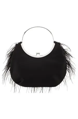 Nina Splash Feather Handbag - Black