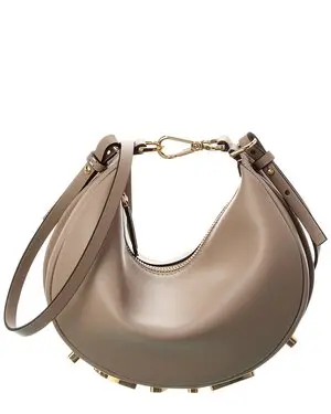 Fendi Fendi Fendigraphy Mini Leather Hobo Bag - Grey