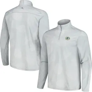 Tommy Bahama Green Bay Packers Delray Frond Islandzone Half-zip Sweatshirt - Gray