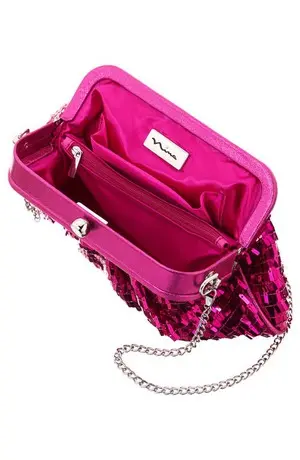 Nina June Sequin Frame Clutch - Fuchsia