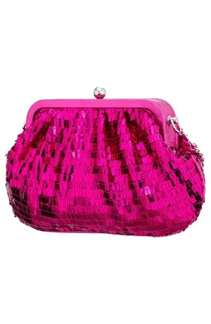Nina June Sequin Frame Clutch - Fuchsia