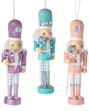KURT.S.ADLER Kurt Adler 6In Hollywood Pastel Nutcracker Christmas Ornaments (3 Assorted) - Multicolor