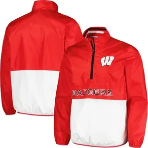G-III SPORTS BY CARL BANKS Wisconsin Badgers Cornerman Half-zip Top - Red