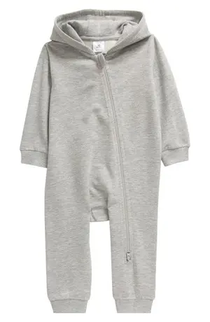 Nordstrom Nordstrom Hooded Fleece Romper Grey Heather