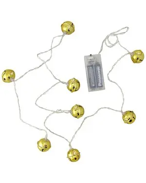 Northern Lights Discontinued Northlight 8 Battery Operated Gold Led Jingle Bell Christmas Lights - Clear Wire - Gold