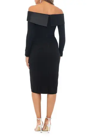 XSCAPE EVENINGS Tux Side Ruffle Dress