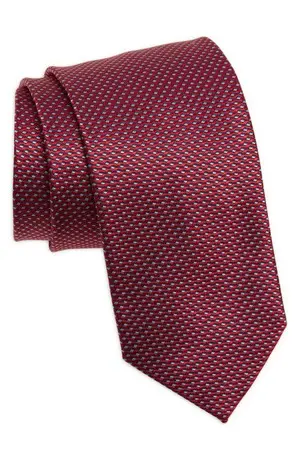 Eton Geometric Silk Neck Tie - Medium Red