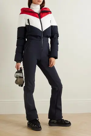Fusalp Kira Softshell Quilted Color-block Ski Suit - Blue