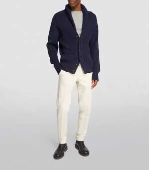 Harrods Cashmere Shawl-collar Cardigan - Navy