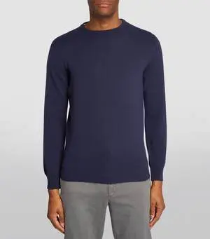 Harrods Cashmere Crew Neck Sweater - Navy