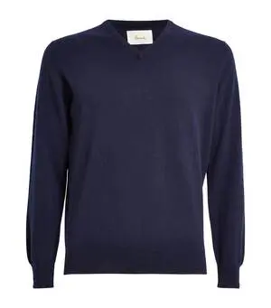 Harrods Cashmere V-neck Pullover - Navy
