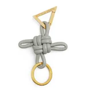 Bottega Veneta Leather Knot Keyring - Grey