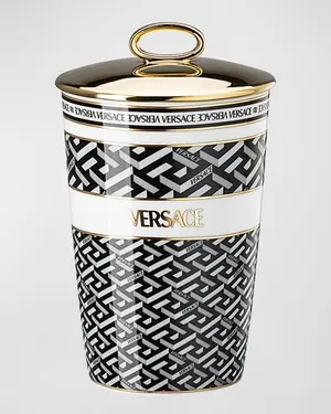 Versace La Greca Signature Scented Votive With Lid - Black