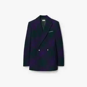 Burberry Check Wool Tailored Jacket Deep Royal