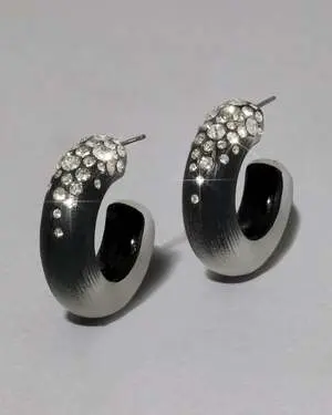 Alexis Bittar Lucite Crystal Hoop Earrings Black