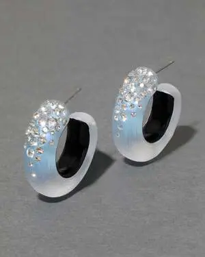 Alexis Bittar Lucite Crystal Hoop Earrings Opal