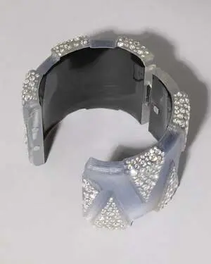 Alexis Bittar Punk Deco Lucite Crystal Wide Hinge Bracelet