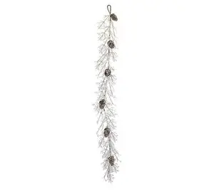 MELROSE Iced Twig Garland With Pinecones 5'l - One-color