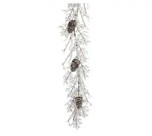 MELROSE Iced Twig Garland With Pinecones 5'l