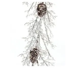MELROSE Iced Twig Garland With Pinecones 5'l