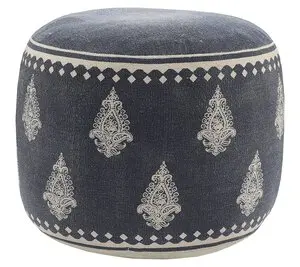 OX BAY TRADING CO. Ox Bay Paisley Flatweave Cotton Ottoman Pouf - One-color