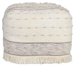 OX BAY TRADING CO. Ox Bay Striped Hand-woven Cotton Ottoman Pouf - One-color