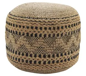 OX BAY TRADING CO. Ox Bay Geometric Braided Jute And Cotton Pouf O Ttoman - One-color