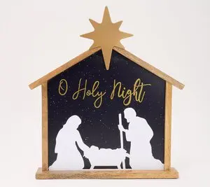 HOME REFLECTIONS 13' Wooden Stable Nativity W/star - One-color