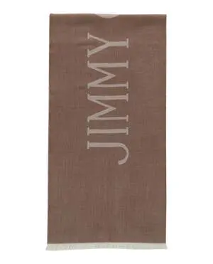 JIMMY CHOO Wool Logo Scarf - Brown
