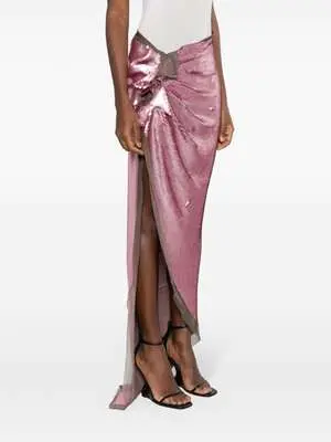 Rick Owens Sequinned Asymmetric Maxi Skirt - Pink