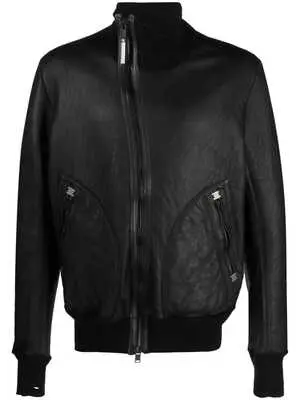 ISAAC SELLAM EXPERIENCE Off-centre Leather Bomber Jacket