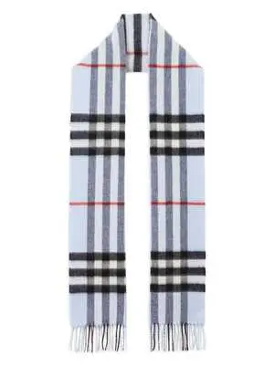 Burberry Checked Cashmere Scarf - Blue