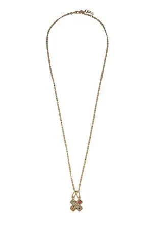 CHANEL Gripoix Cross Pendant Necklace
