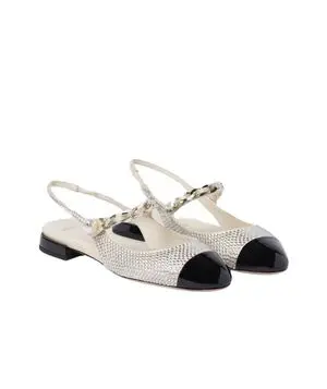 Miu Miu Satin Slingback Ballerinas With Crystals
