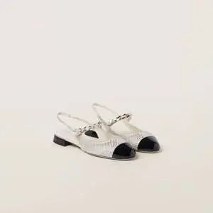Miu Miu Satin Slingback Ballerinas With Crystals