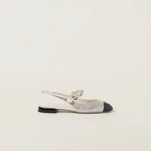 Miu Miu Satin Slingback Ballerinas With Crystals