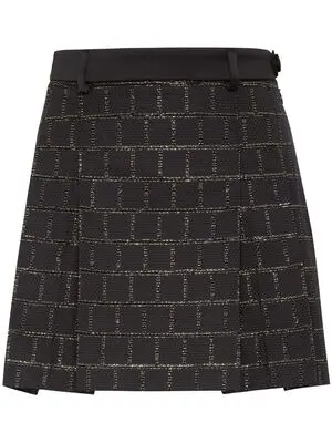 Philipp Plein Sartorial Pleated Jacquard Miniskirt - Black